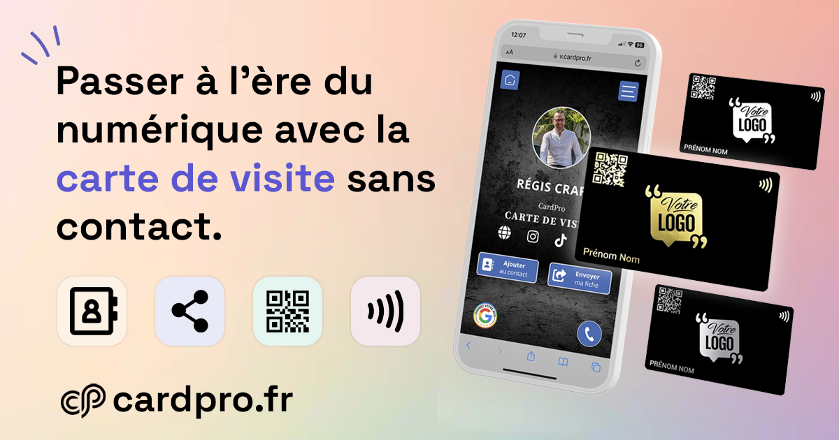 Carte de visite numérique sans contact et connectée en NFC - CARDPRO